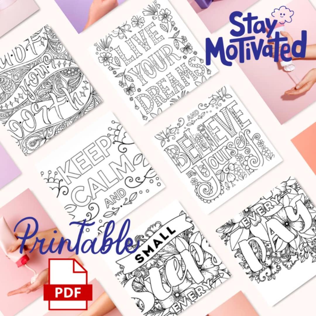 Inspirational Doodle Coloring Pages: Motivational Quotes (PDF Download ...