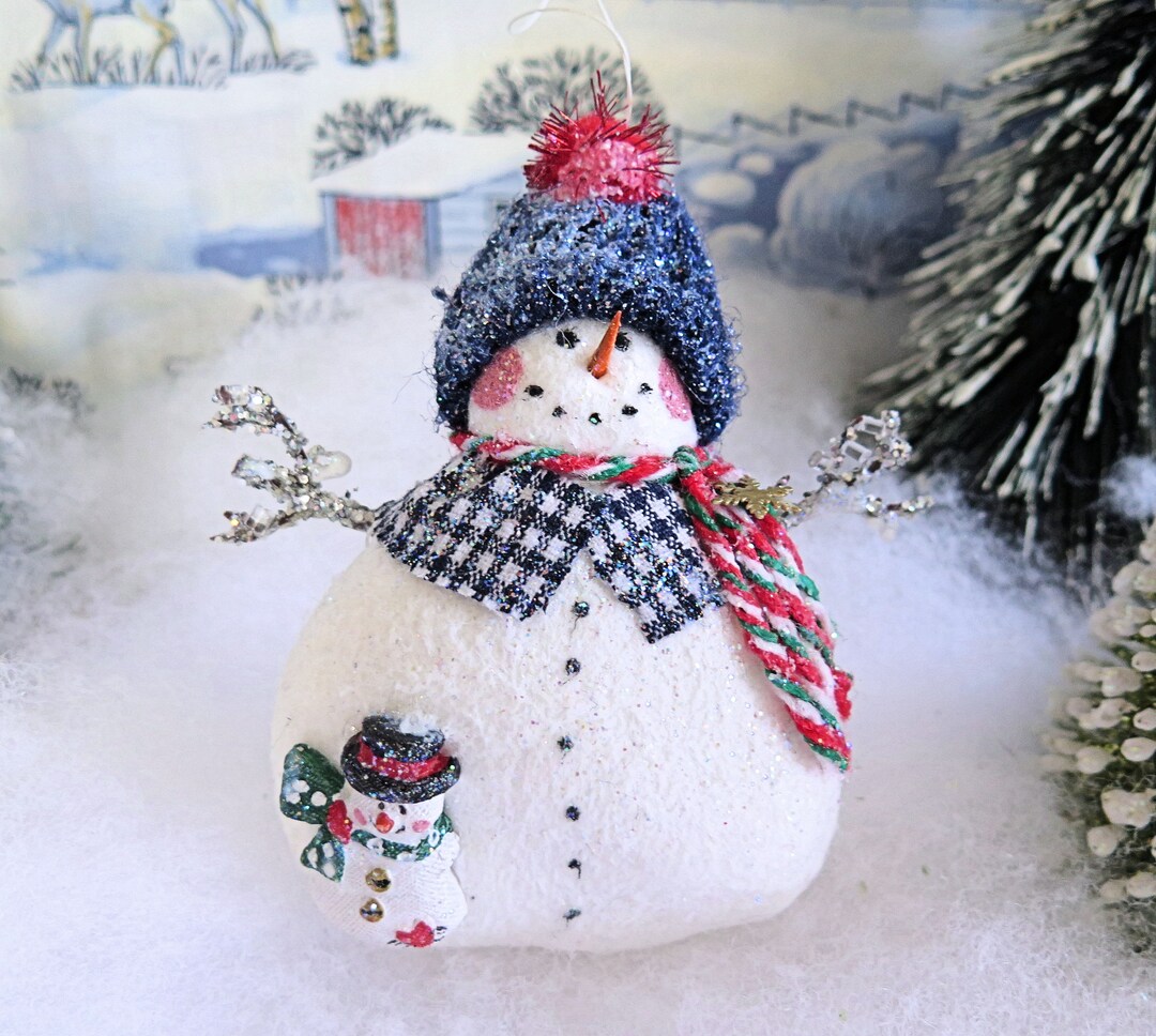 Snowman Ornament 5" Handmade Snowman Christmas Fleece Snowman Icicle ...