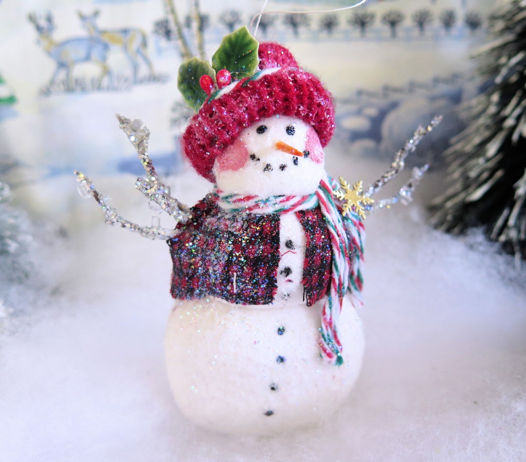 Snowman Ornament 5" Handmade Snowman Christmas Fleece Snowman Icicle ...