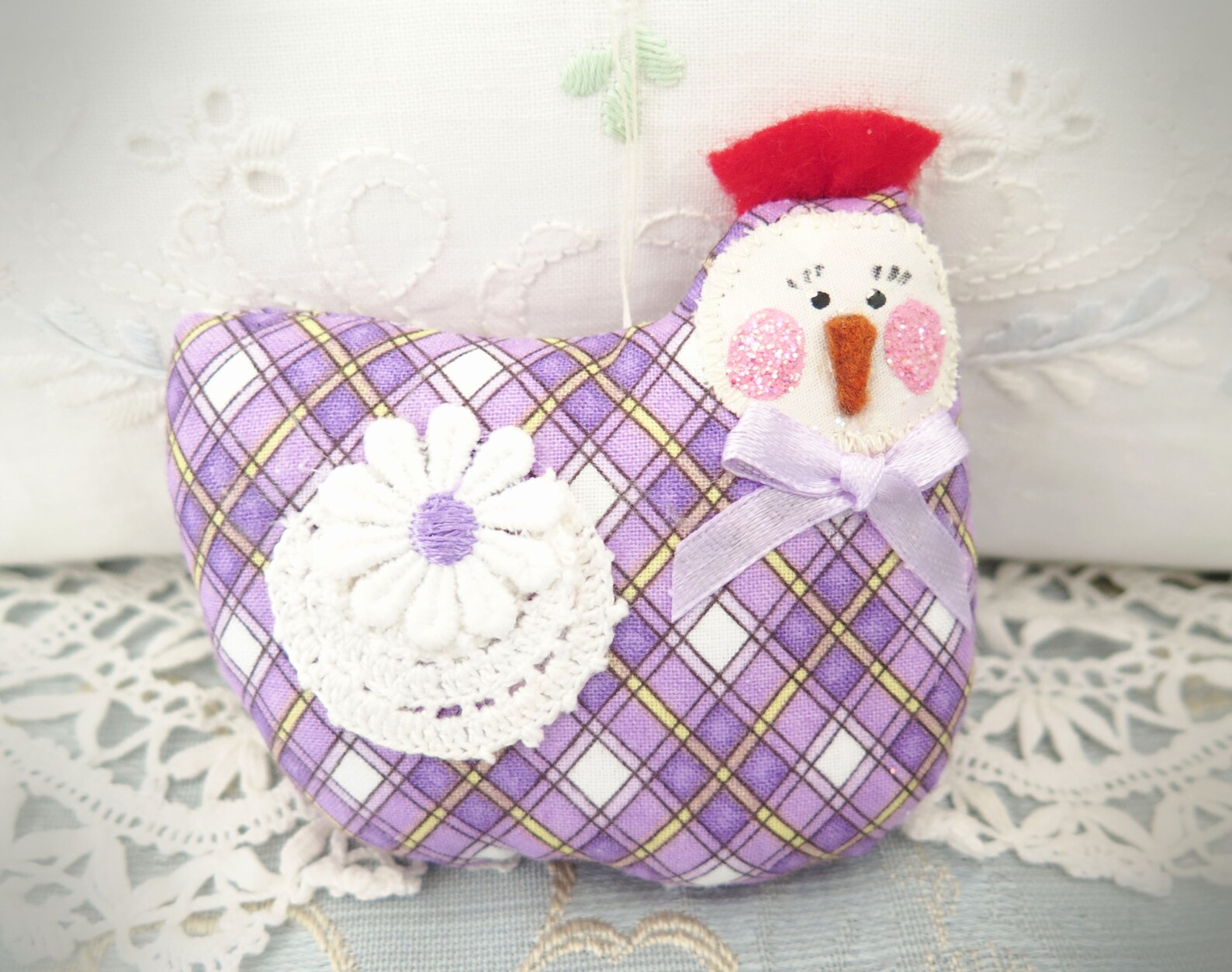 Little 4 Lavender Purple Hen Ornament Fabric Chicken | Etsy