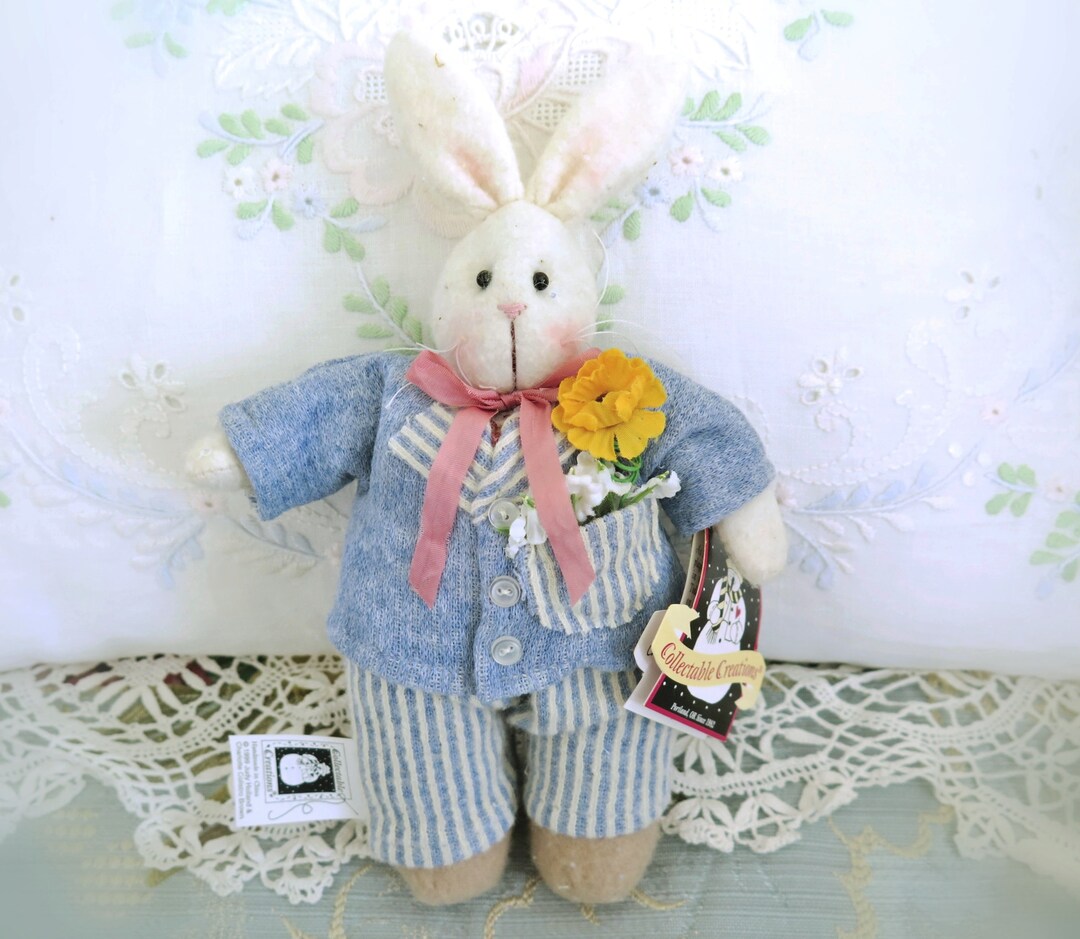 Vintage Rabbit Doll Collectable Creations 8" Easter Bunny Designed 1999 ...