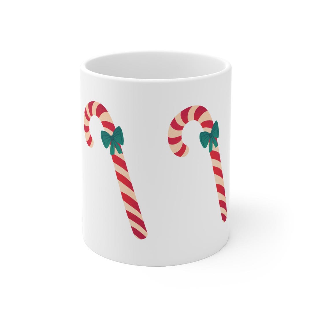 Candy Cane Pattern Mug | Christmas Candy Canes Ceramic Mug - Etsy
