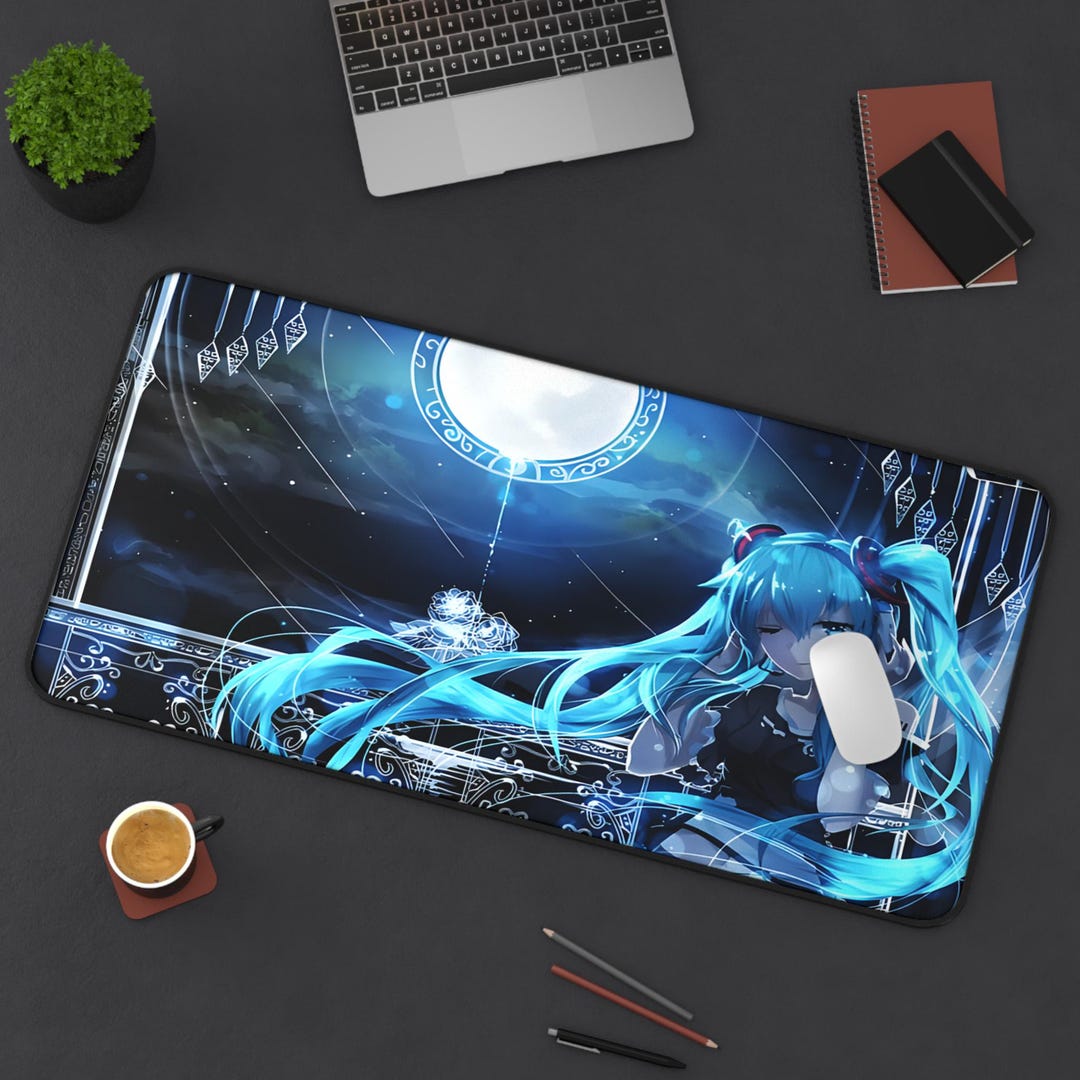 Hatsune Miku Midnight Moon Theme Desk Mat | Gothic Vocaloid XL Gaming ...