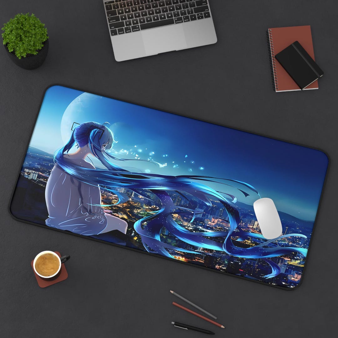 Hatsune Miku City Lights Desk Mat | Lo-fi Aesthetic Vocaloid Miku XL ...