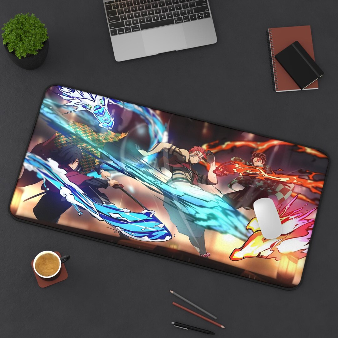 Demon Slayer Characters Theme Deskmat | Tanjiro Vs Akaza & Giyuu ...