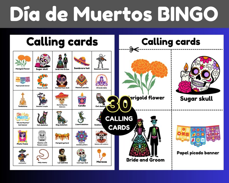 Día De Muertos Bingo Game: 50 Calavera Cards (printable) - Etsy