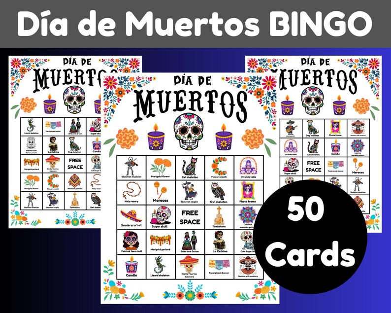 Día De Muertos Bingo Game: 50 Calavera Cards (printable) - Etsy