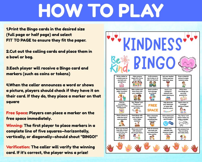 Kindness Bingo Printable Game: Social Emotional Learning (digital ...