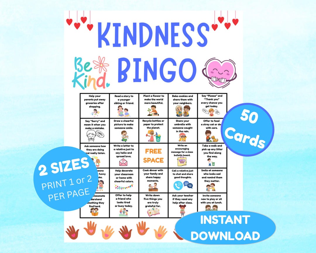Kindness Bingo Printable Game: Social Emotional Learning (digital ...