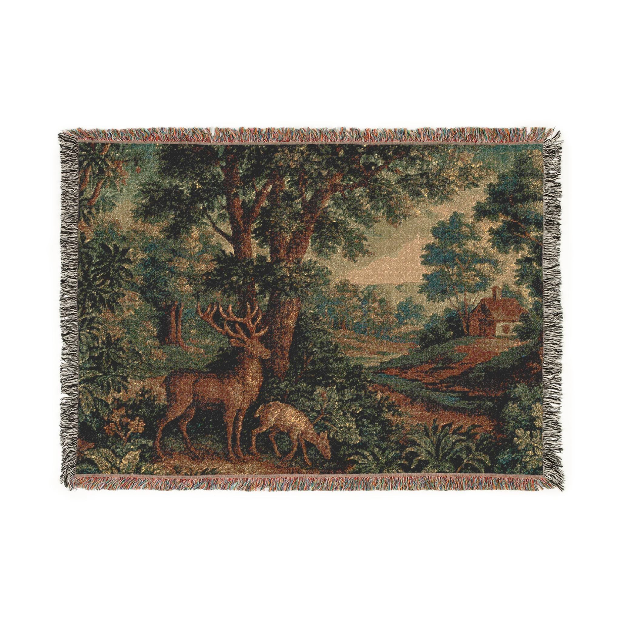 European Vintage Tapestry Woven Wall Hanging Country Forest Wall ...