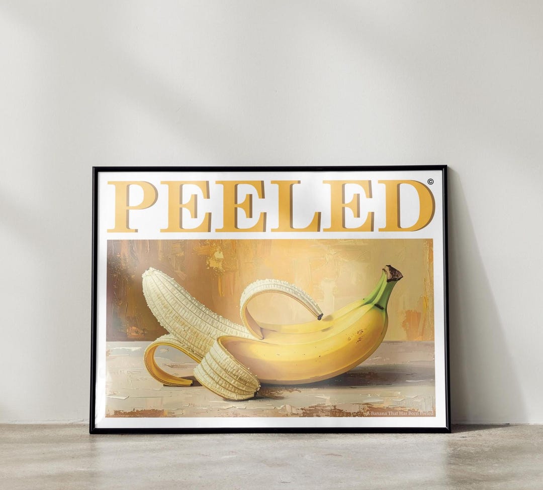 Peeled Banana Poster Retro Fruit Wall Art Pop Art Print Oil Painting ...