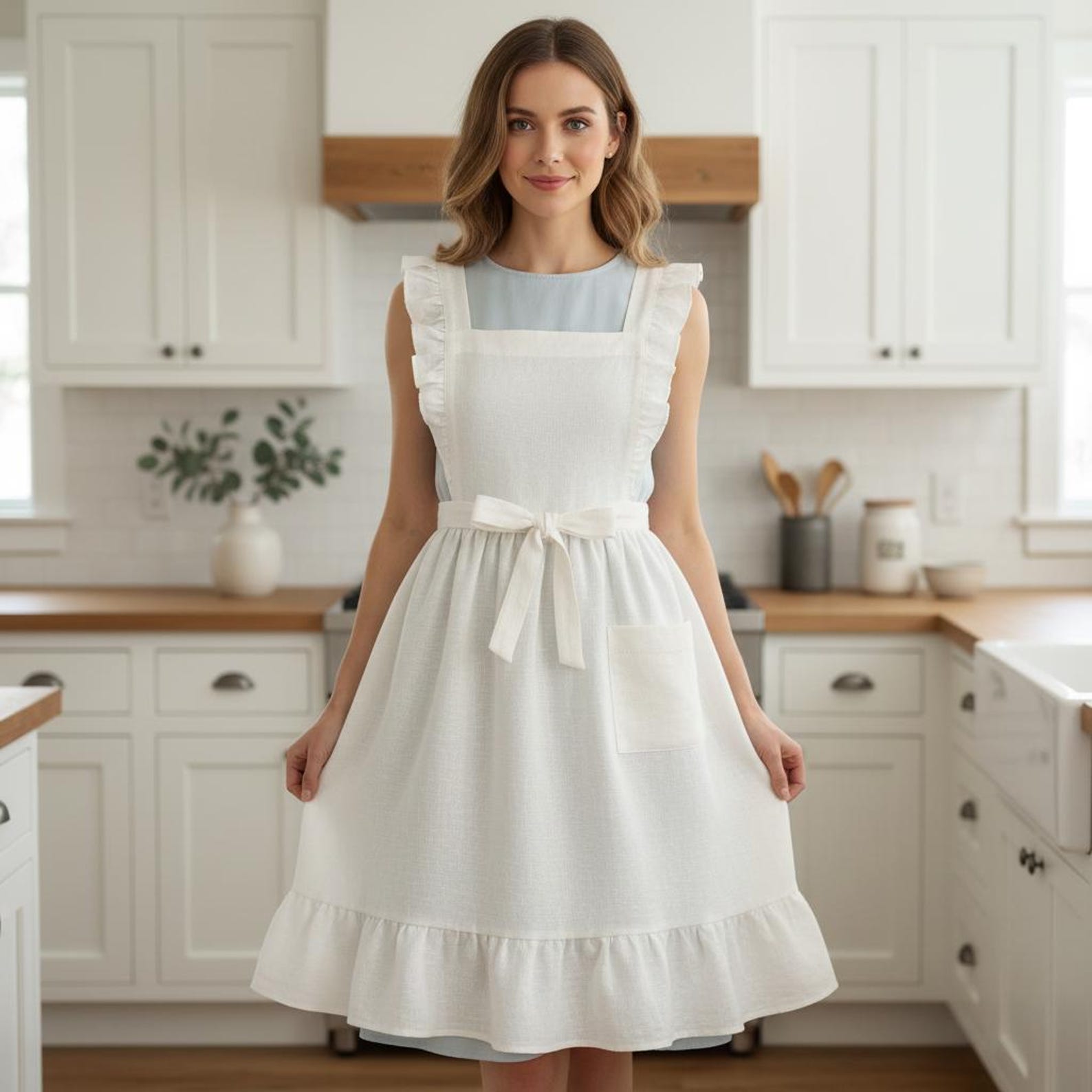 Fancy Apron Sewing Pattern PDF Vintage Pinafore Apron With Pocket Easy ...