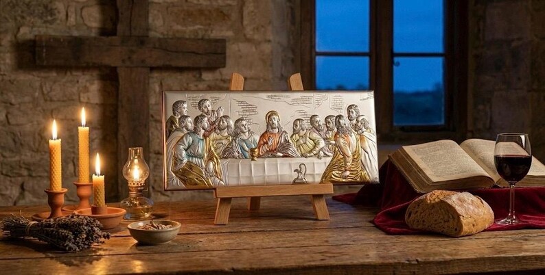 Greek Last Supper Silver Icon • Mystical Supper Wall Art • Orthodox and ...