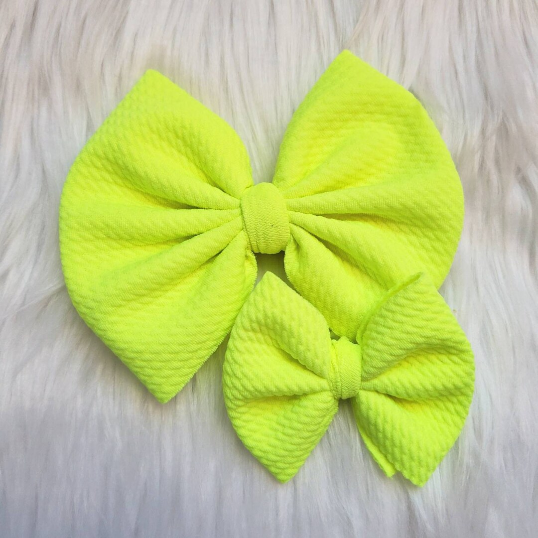 Neon Yellow Bow, Bright Yellow Bow, Headband, Hair Clip, Baby Shower ...