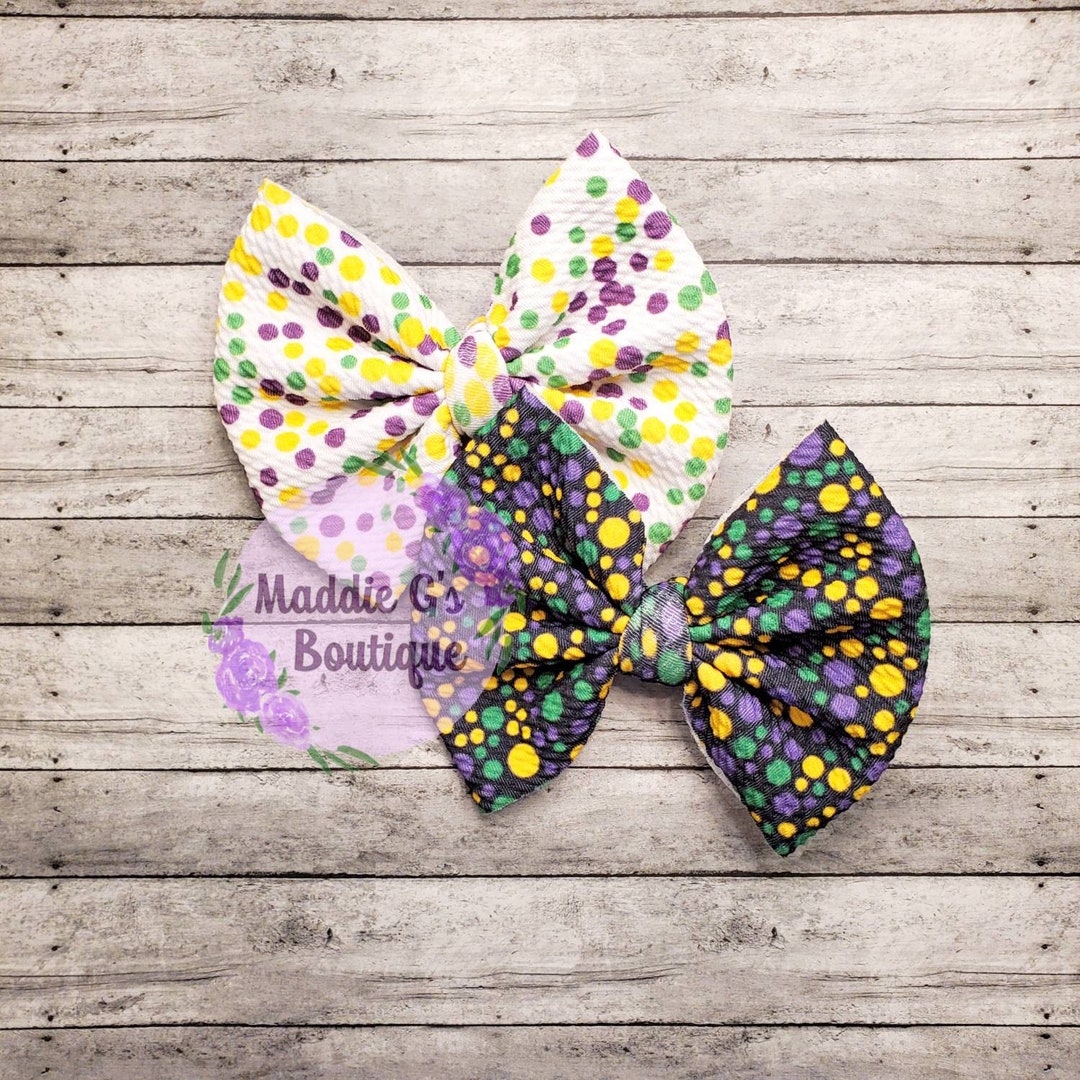 Mardi Gras Polka Dot Bows, Hair Accessories, Hair Clips, Headband - Etsy