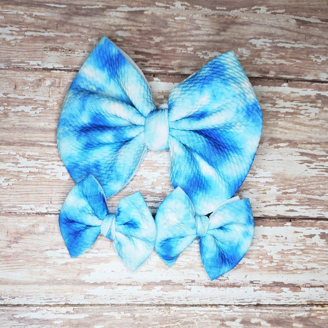 Blue Tie Dye Bow, Blue Swirl Bow, Hair Accessories, Gift for Girl, Gift ...