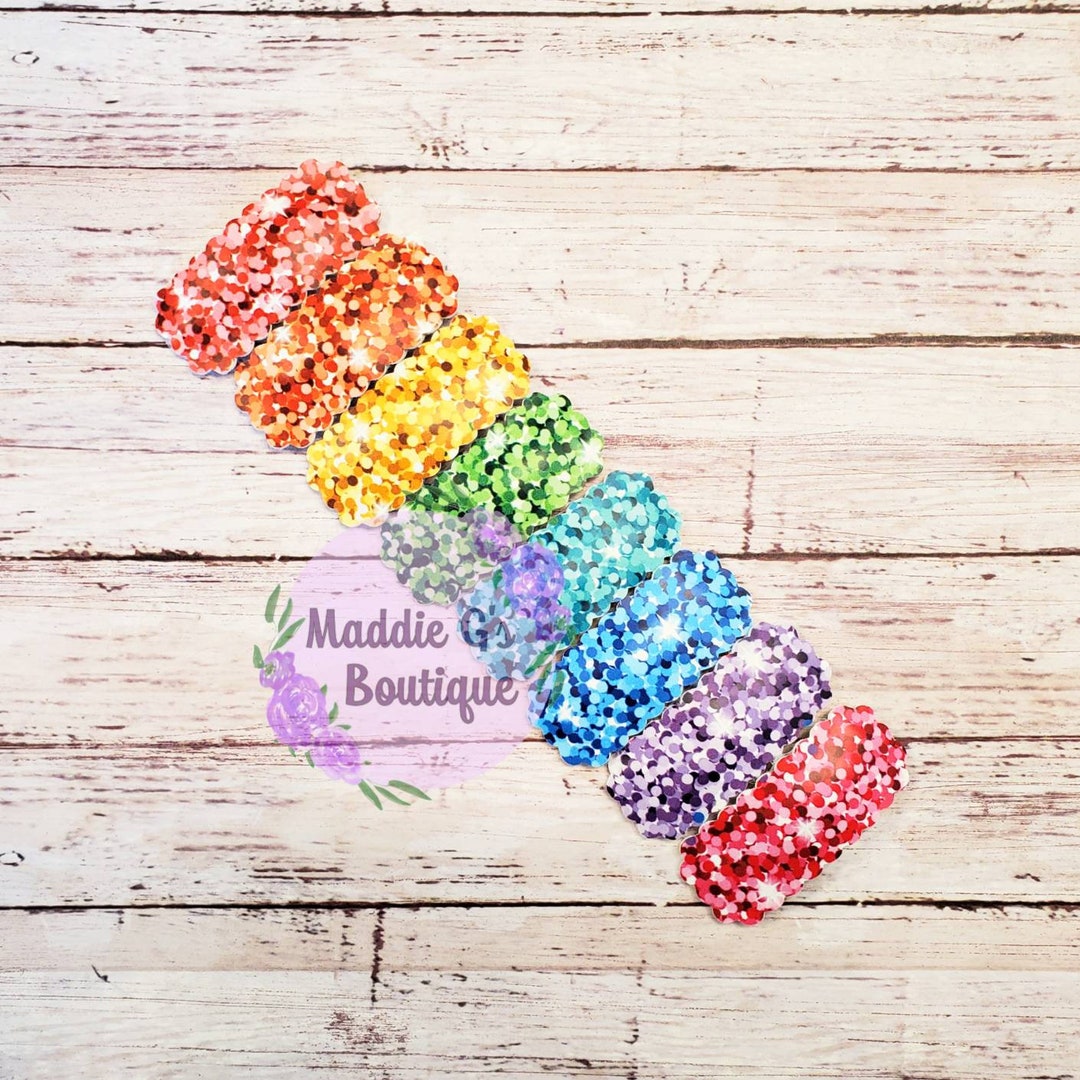 Rainbow Glitter Inspired Snap Clips, Set of 8 - Etsy