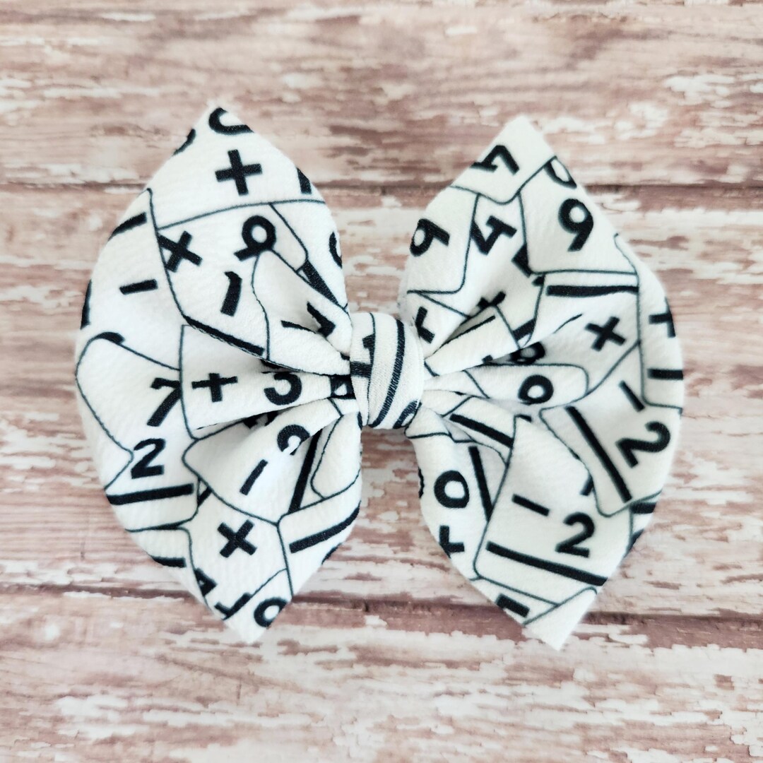 Math Flashcards Bow, Back to School Bow, Hair Clip, Headband, Hair ...