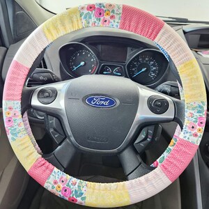 Patchwork Quilt Design Steering Wheel Cover, Faux Quilt Design, Organic ...