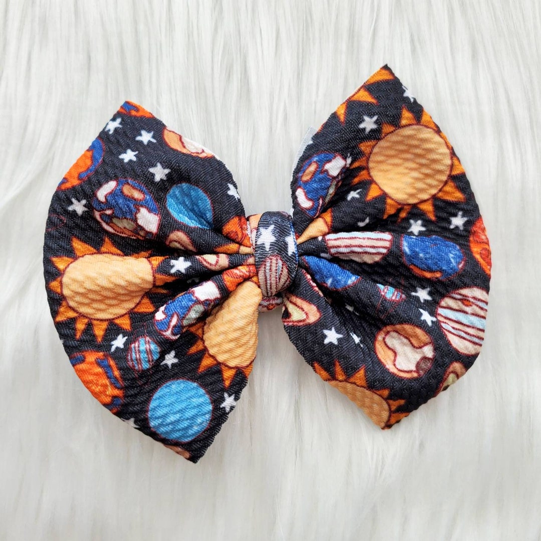 Space Bow, Planet Bow, Solar System Bow, Hair Clip, Headband, Birthday ...
