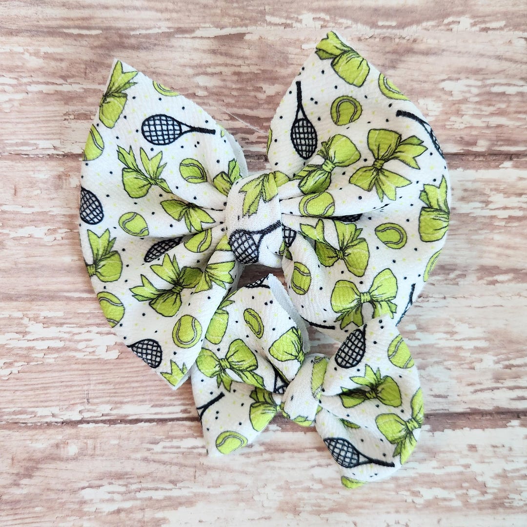 Tennis Bow, Sports Bow, Fabric Bow, Hair Clip, Headband, Hair ...