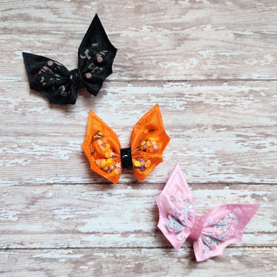 Bat Shaker Bows, Halloween Bows, Hair Clip, Headband, Hair Accessories ...