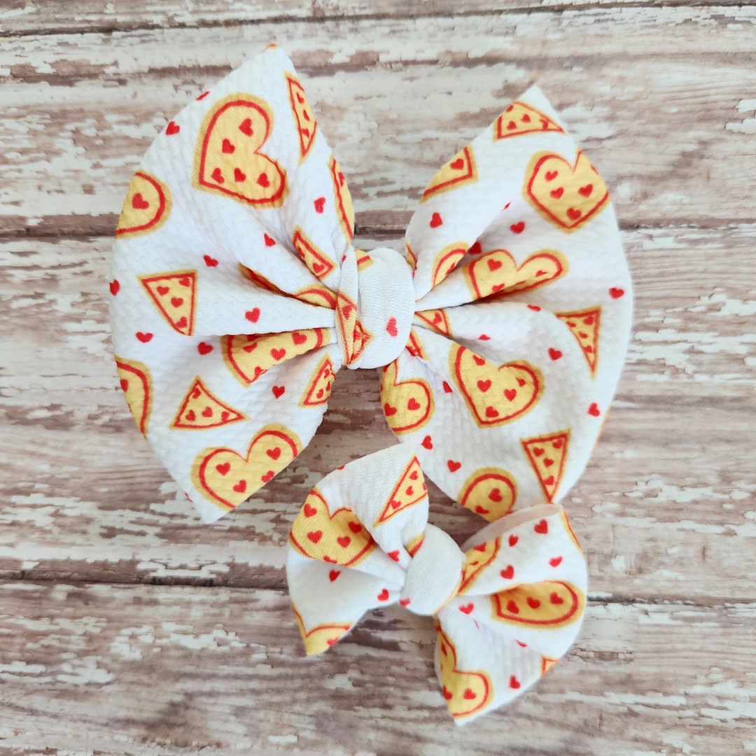 Pizza Bow, Heart Bow, Clip, Headband, Hair Accessories, Birthday Gift ...