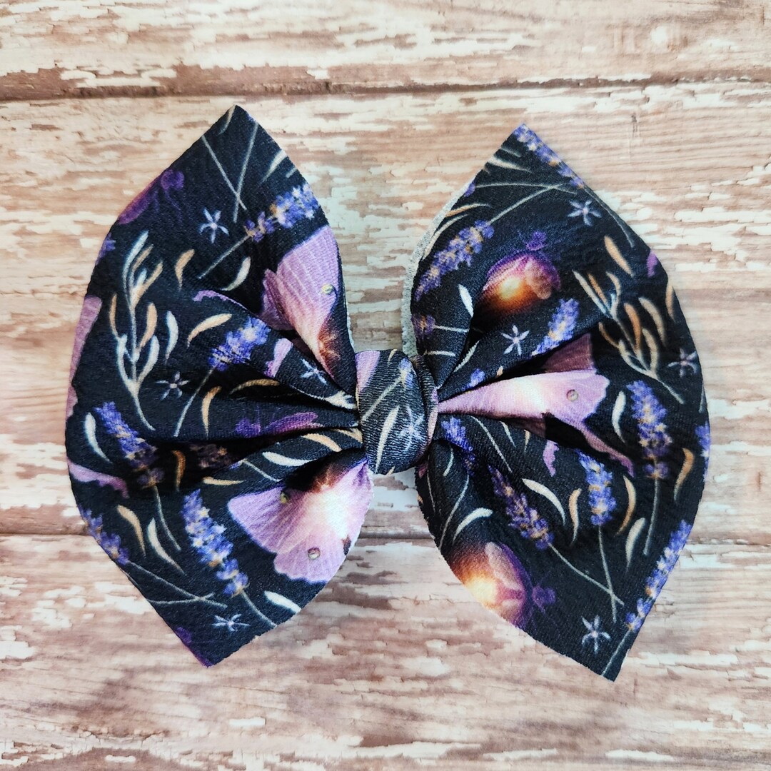 Lunar Moth Bow, Lavender Bow, Firefly Bow, Hair Clip, Headband, Hair ...