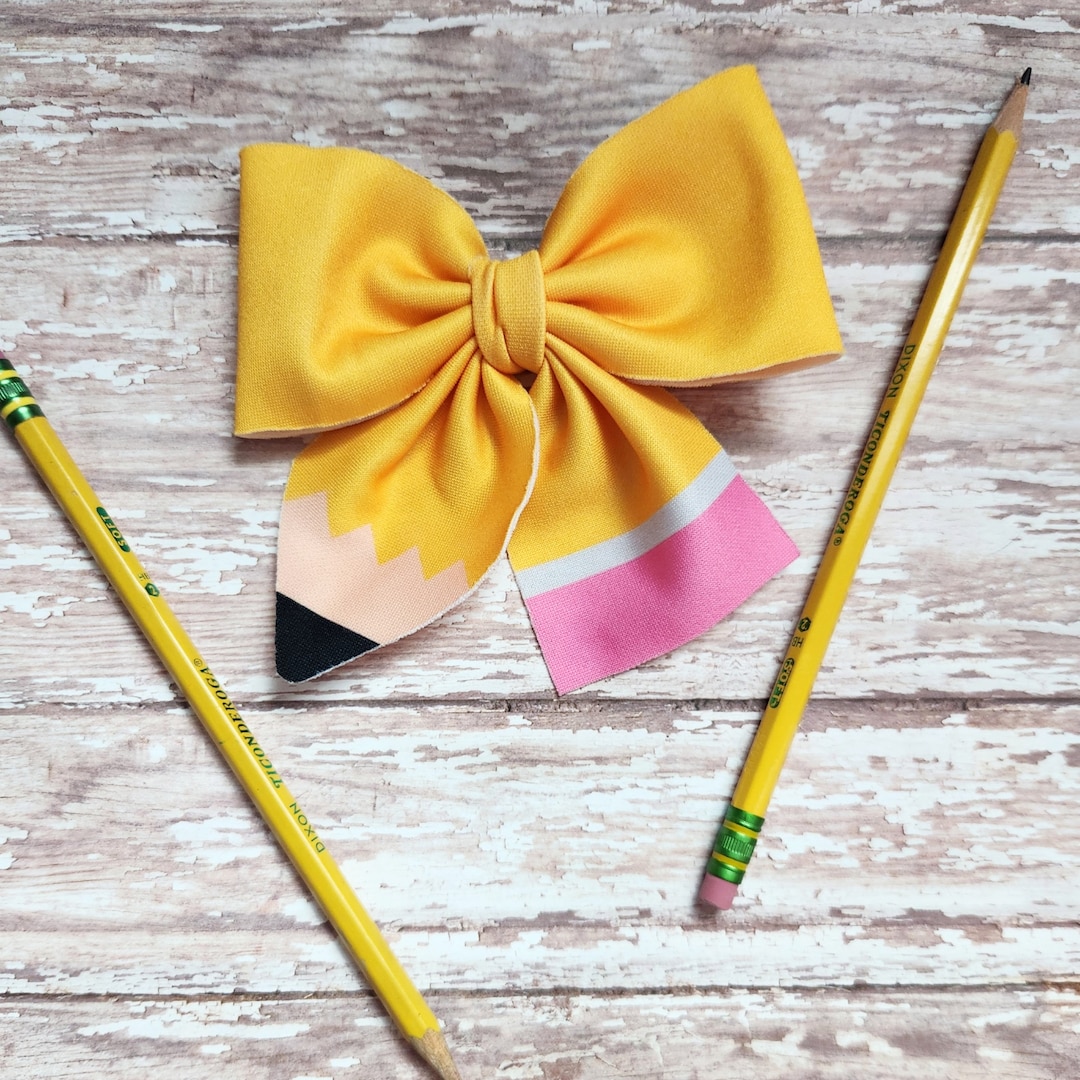 Pencil Bow, Back to School Bow, Sailor Bow, Hair Clip, Headband, First ...