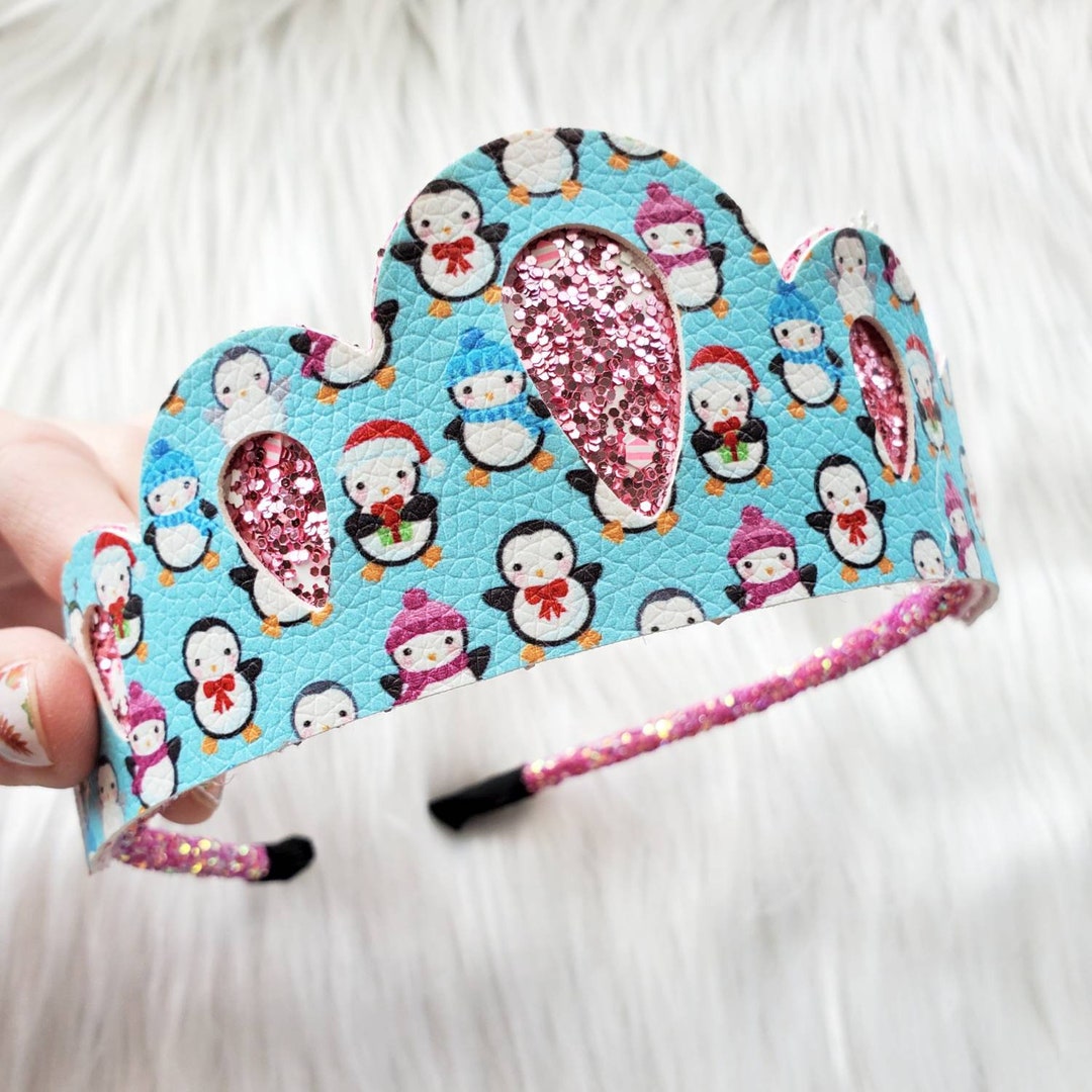Penguin Tiara Winter Crown Princess Crown Glitter Headband - Etsy