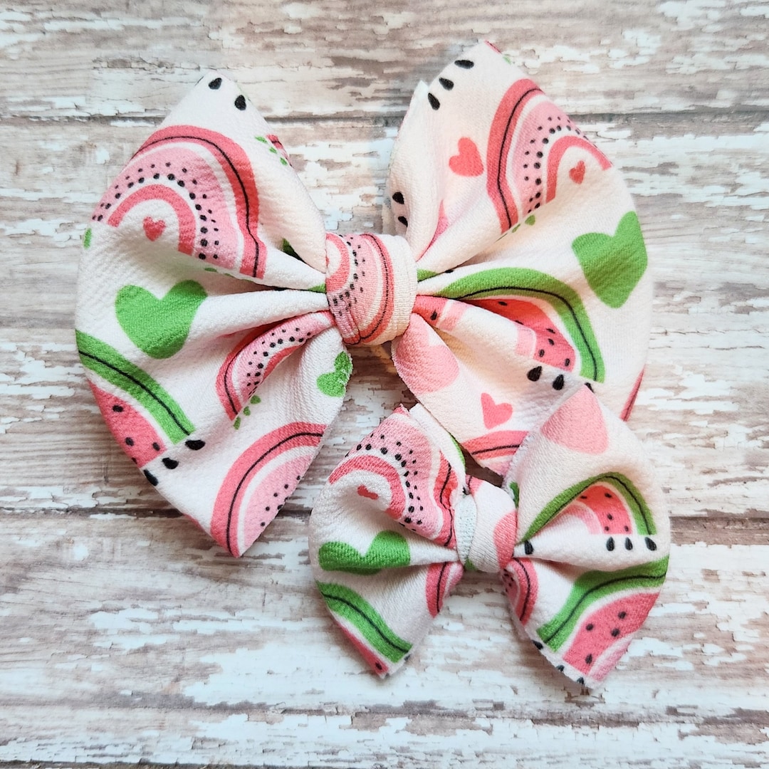 Watermelon Bow, Pink Bow, Fruit Bow, Hair Clip, Headband, Hair ...