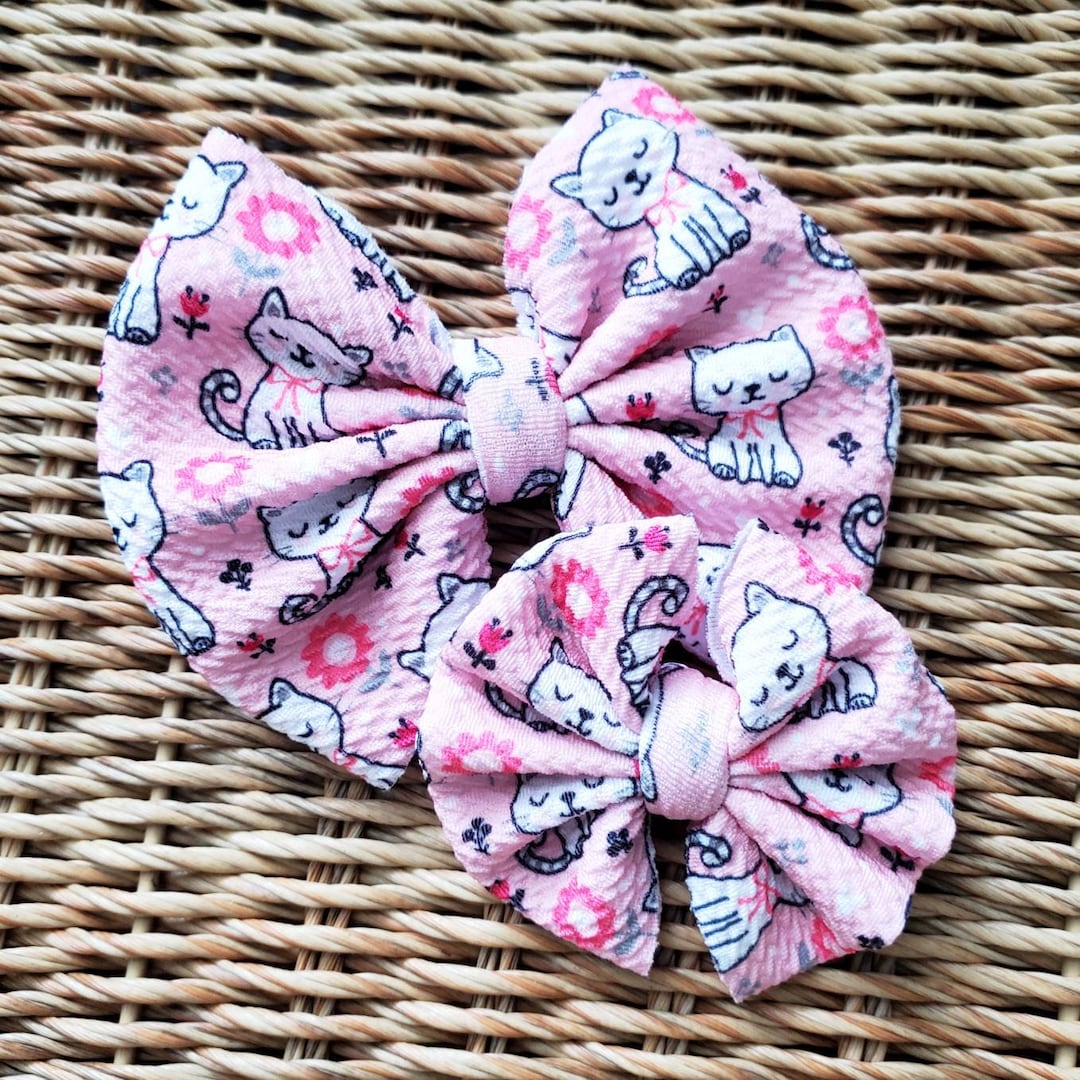 Kitty Bow, Cat Bow, Pink Bow, Hair Clip, Headband, Birthday Gift for ...