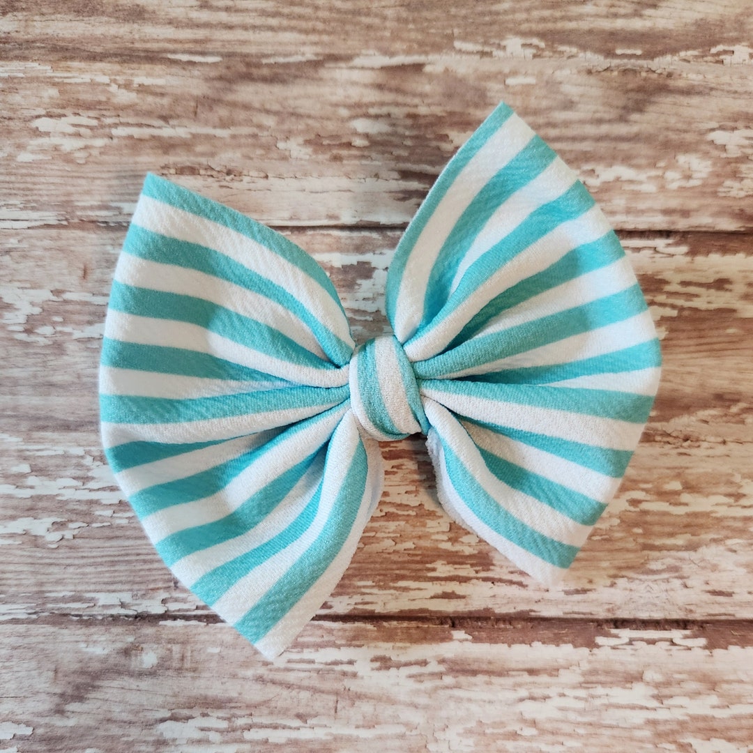 Striped Bow, Blue and White Bow, Hair Clip, Headband, Hair Accessories ...