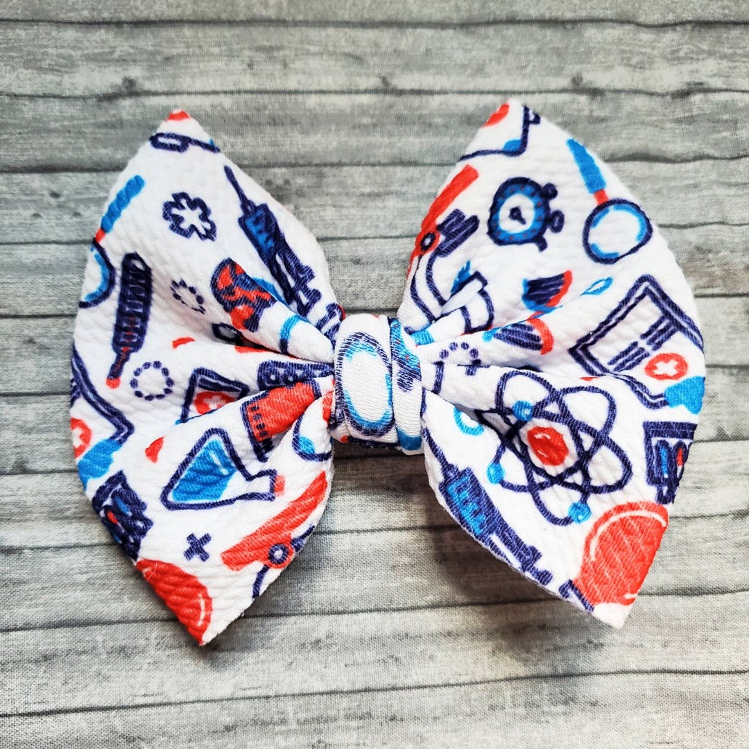 Science bow, medical bow, hair accessories, hair clip, headband, back ...