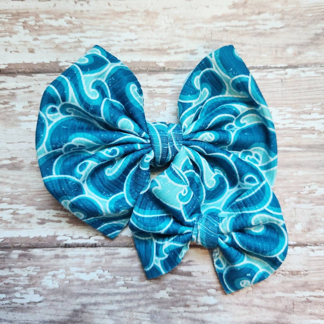 Ocean Wave Bow, Sea Bow, Hair Clip, Headband, Hair Accessories, Summer ...