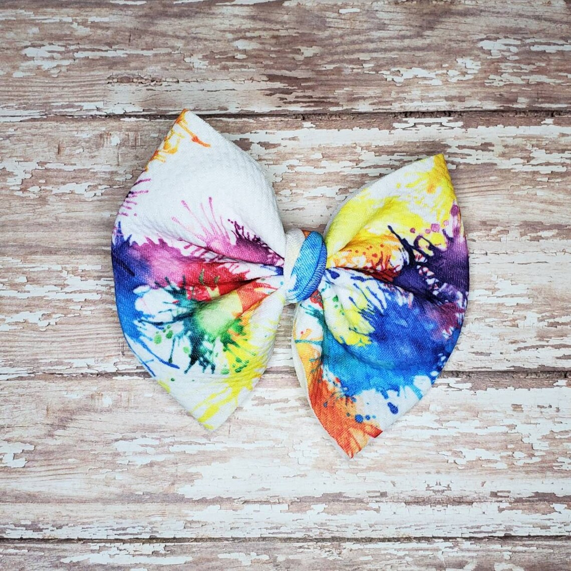 Splatter Paint Bow, Tie Dye Bow, Rainbow Bow, Hair Clip, Headband, Gift ...