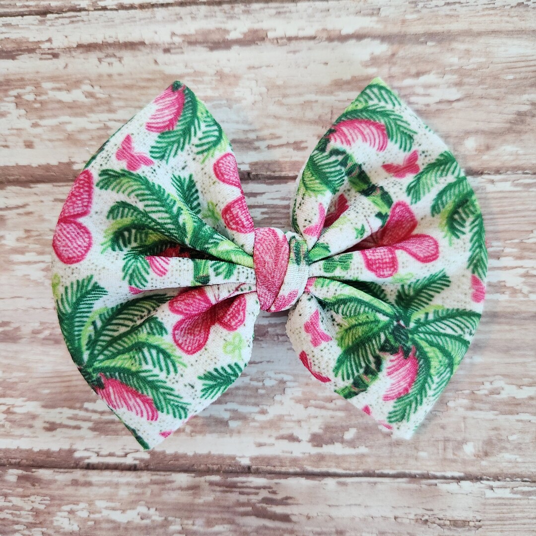 Butterfly Bow, Palm Tree Bow, Faux Embroidery Bow, Hair Clip, Headband ...