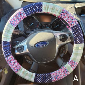 Patchwork Steering Wheel Cover, Faux Quilt Design, Car Accessories ...