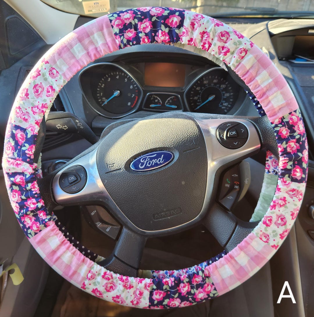 Patchwork Steering Wheel Cover, Faux Quilt Design, Car Accessories ...