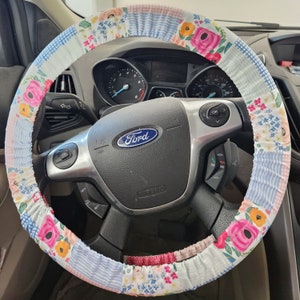 Patchwork Quilt Design Steering Wheel Cover, Faux Quilt Design, Organic ...