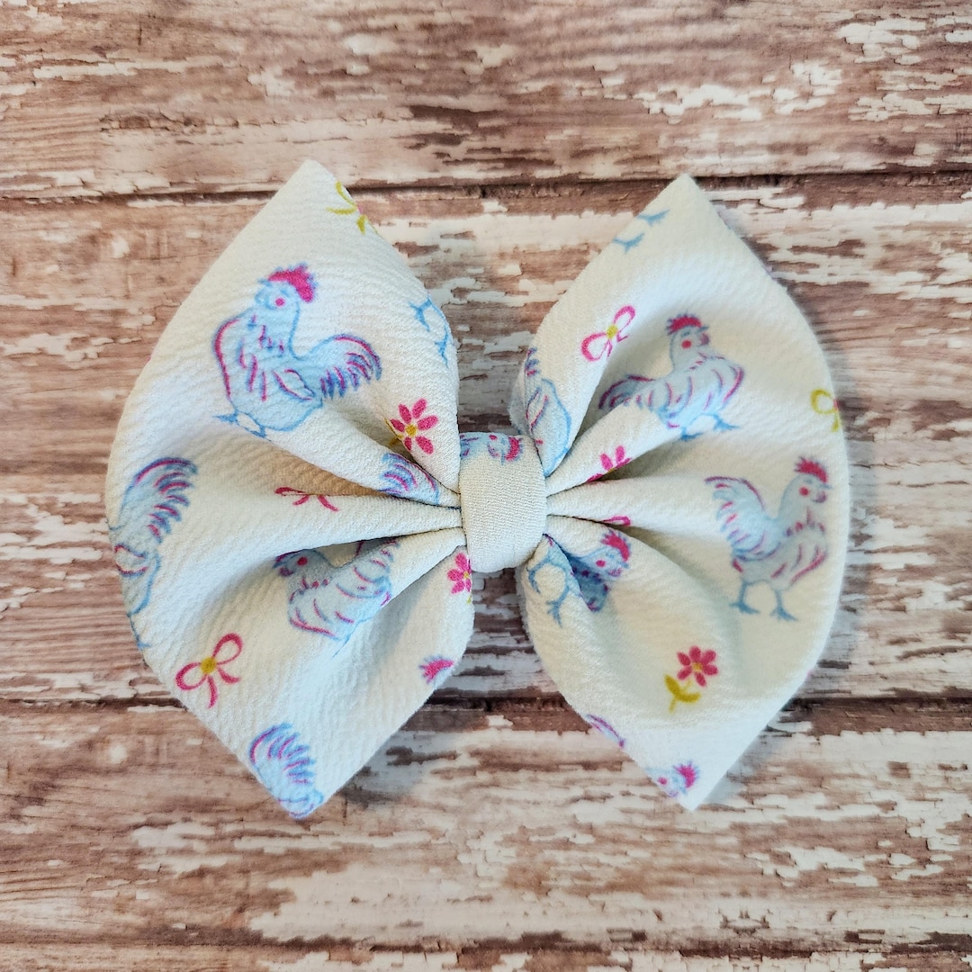 Chicken Bow, Farm Animal Bow, Coquette Bow, Hair Clip, Headband, Hair ...