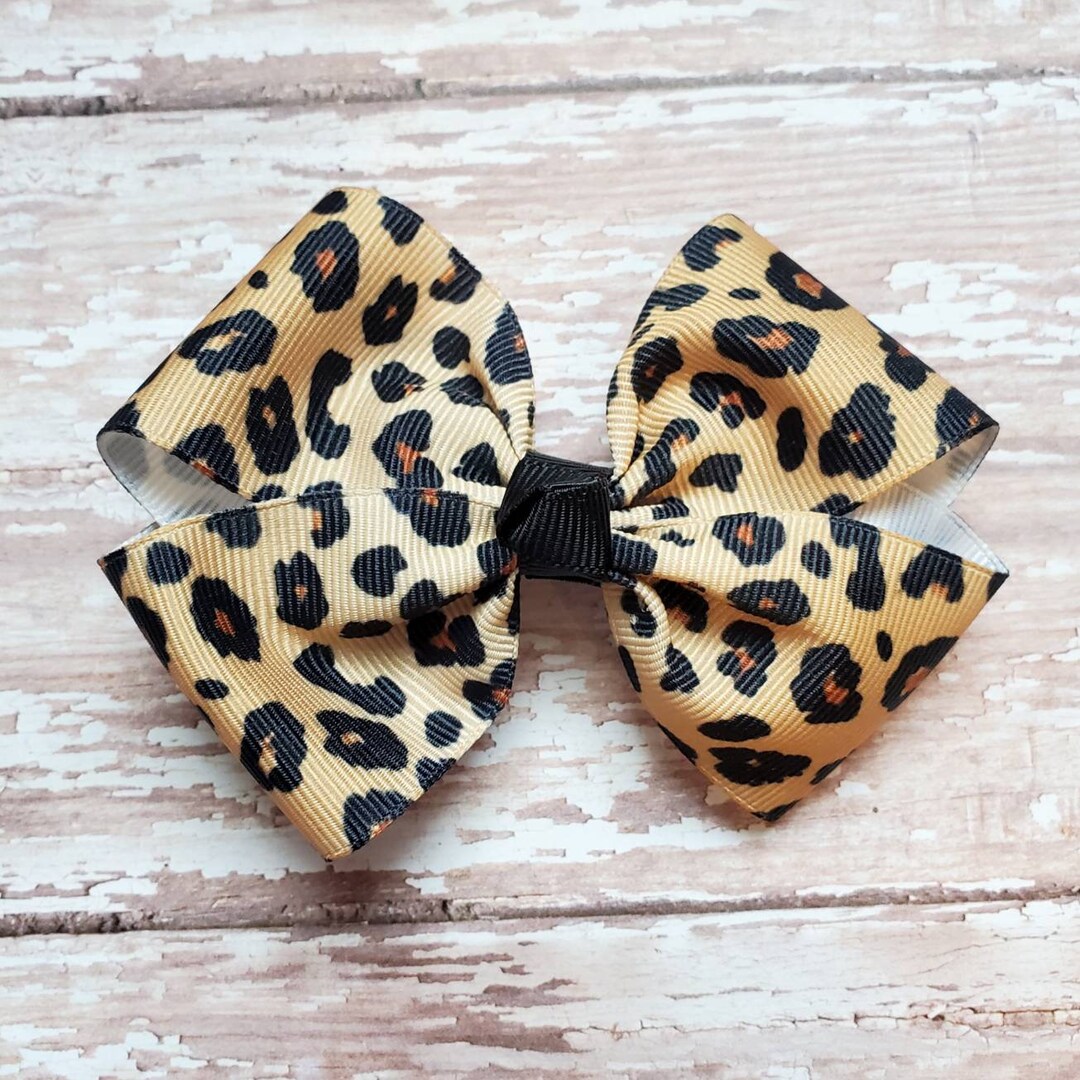 Ribbon Bows, Leopard Bows, Animal Print Bows, Hair Accessories, Hair ...