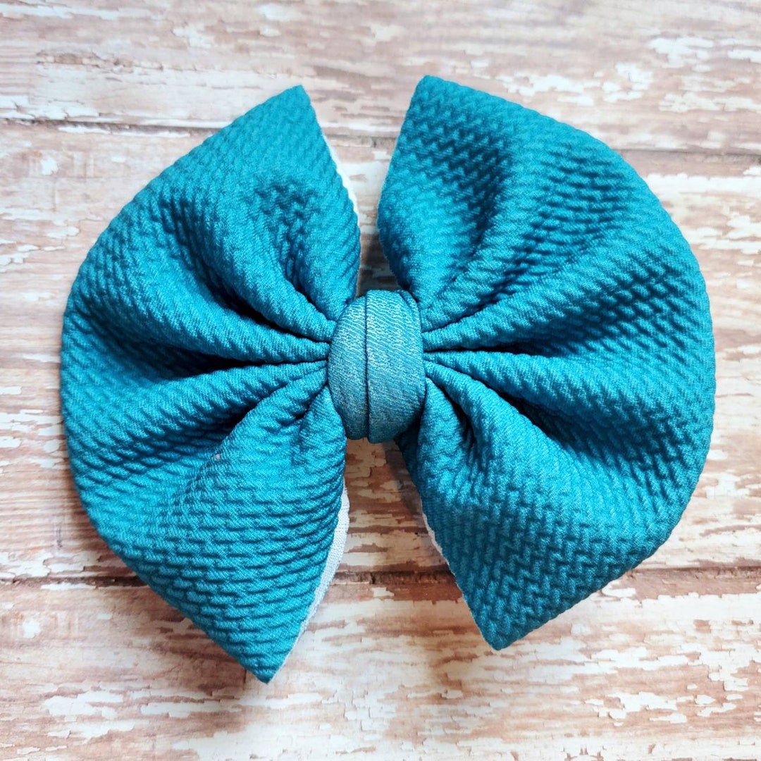 Blue Bow, Teal Bow, Solid Bow, Fall Bow, Autumn Hair Accessories, Hair ...