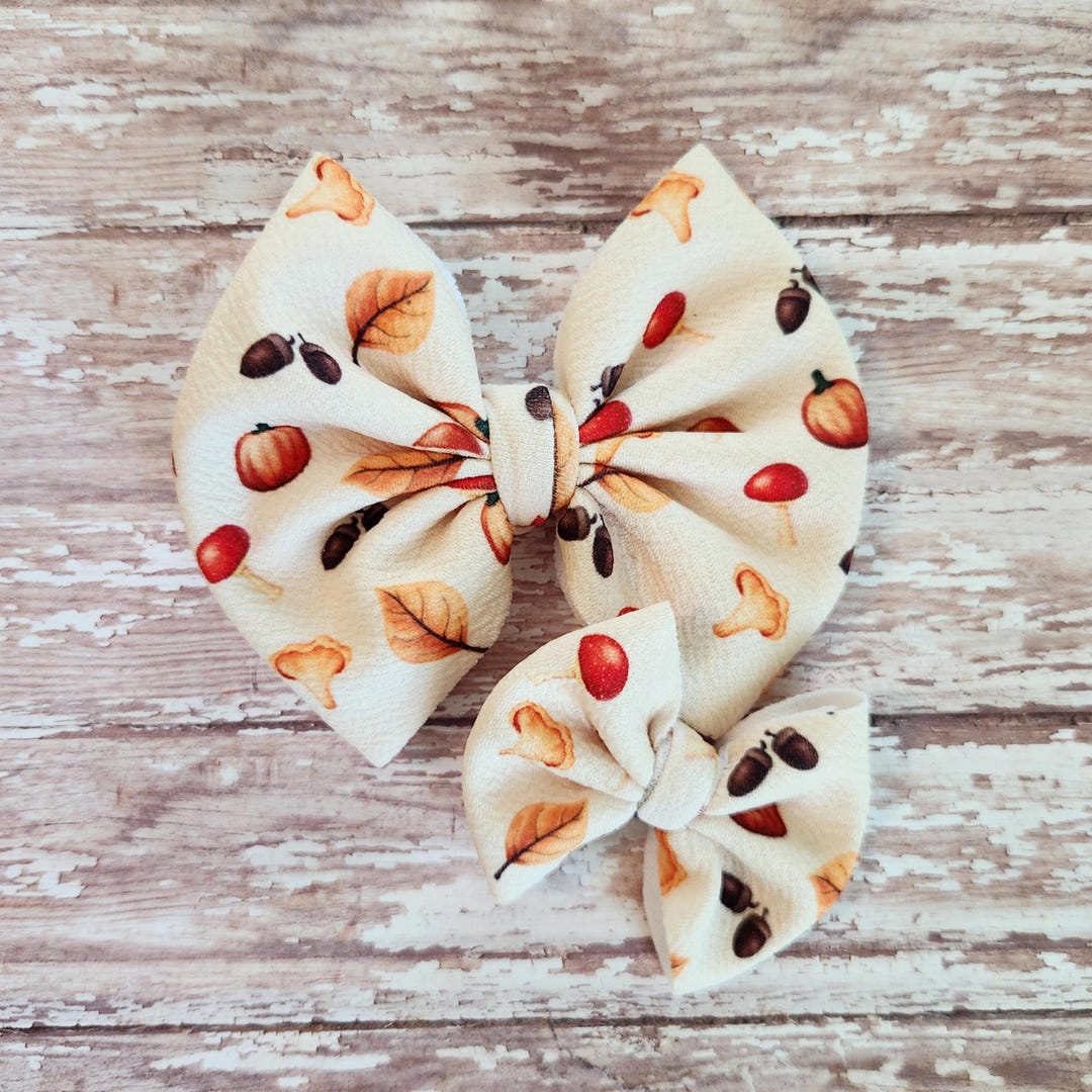 Autumn Bow, Acorn and Leaf Bow, Mushroom Bow, Autumn Hair Accessories ...