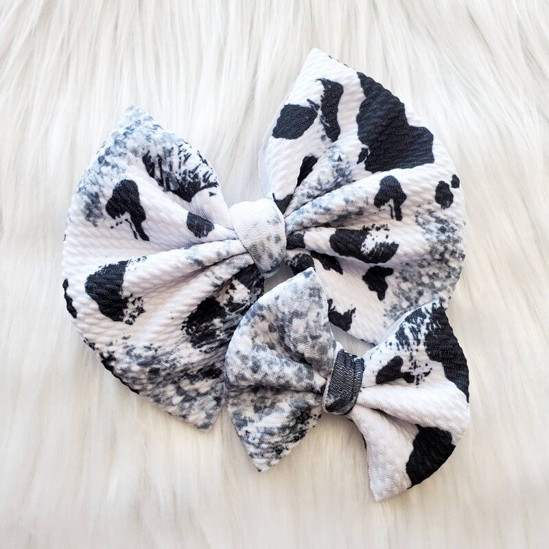Cow Print Hair Bow - Etsy