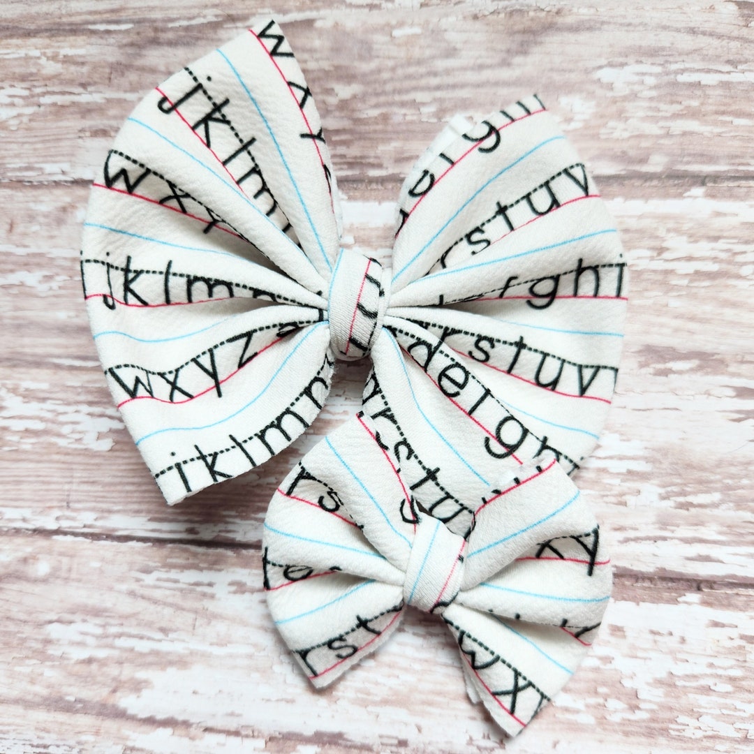 Handwriting Bow, Classic Writing Bow, Hair Clip, Headband, Hair ...