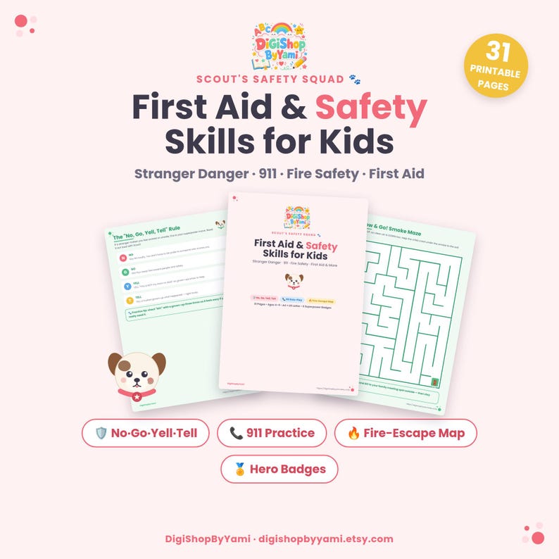 Kids Safety Activity, Stranger Danger, 911 Practice Tool, Fire Escape ...