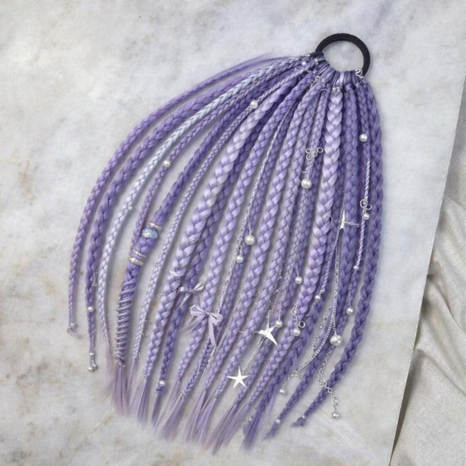 Celestial Serenade: Buzlu Leylak Symmetrical 15-braid Hair Tie With ...