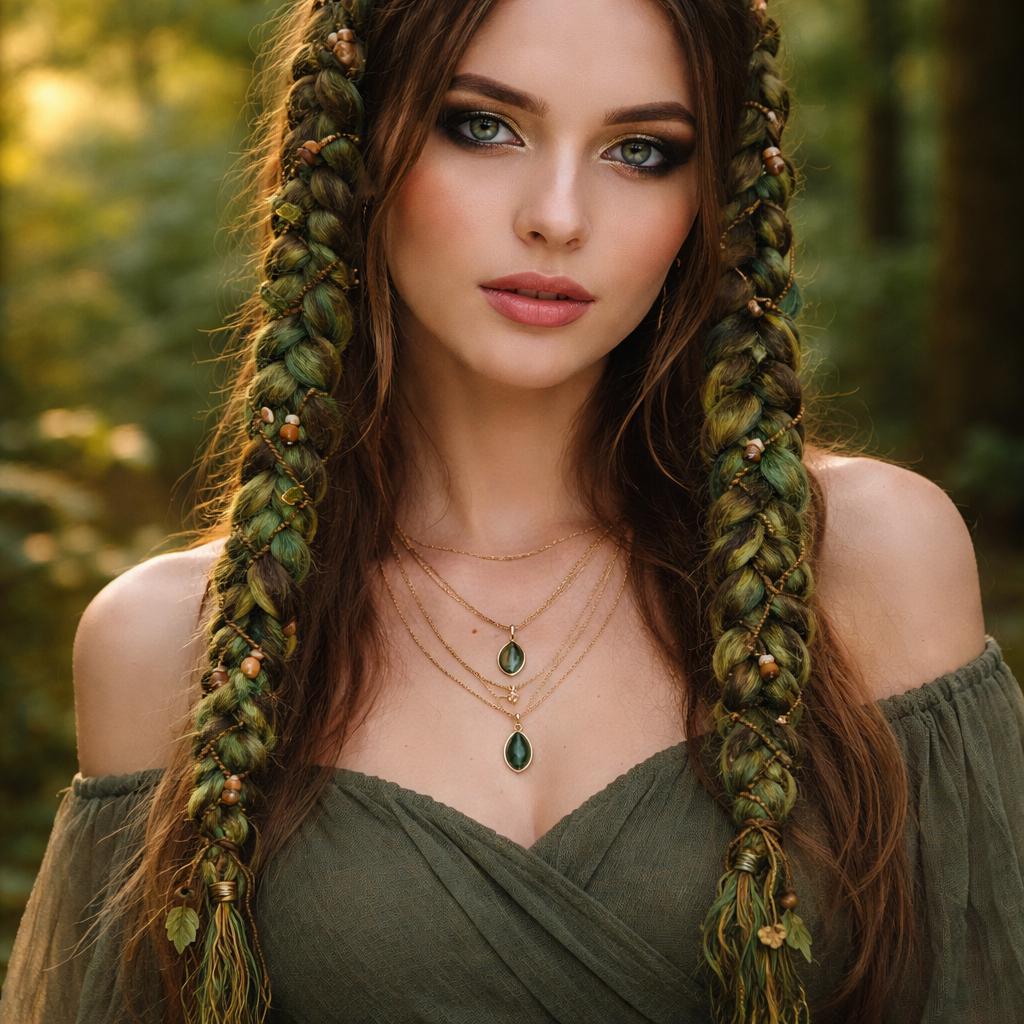2pcs Enchanted Forest Dual Braid Set in Mossy Green Tones With Vine ...