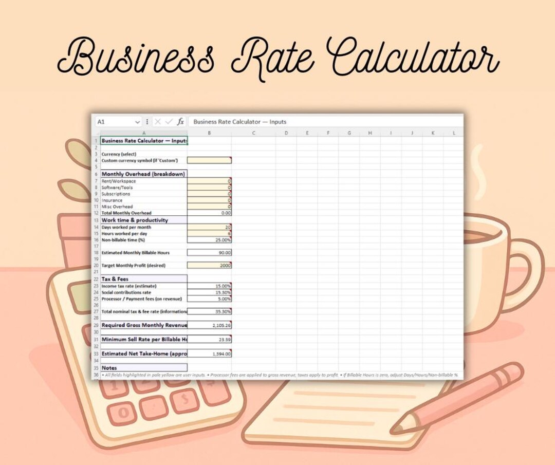 Freelancer Rate Optimization Dashboard and Calculator - Etsy
